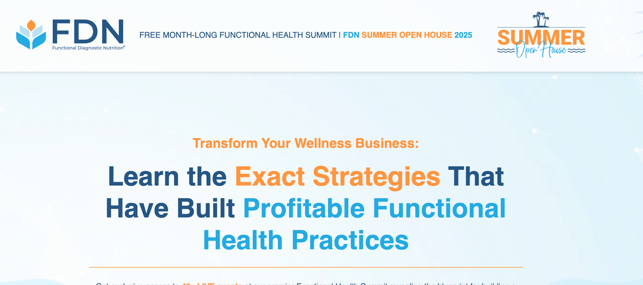 Register for Summer Open House June 2026 - Functional Diagnostic Nutrition